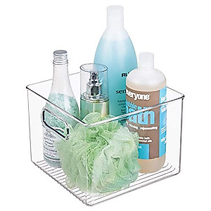 iDesign Kitchen Binz BPA-Free Plastic Deep Stackable Organizer with Handles - 8" x 8" x 6", Clear (Pack of 2)