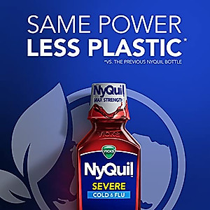 Vicks NyQuil SEVERE Cold & Flu Liquid Berry Flavored Medicine, Max Strength Nighttime Relief for Fever, Sore Throat, Minor Aches And Pains, Nasal Congestion, Sneezing, Cough, Twin Pack, 2 x 12 FL OZ