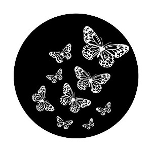White Butterflies Black Background PopSockets Swappable PopGrip