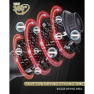 VASONNI Hair Dryer Brush Hot Air Blow Dryer Brush in One for Women Ceramic Coated Hot Air Brush for All Hair Types 58mm Oval Shape (Black Gold)