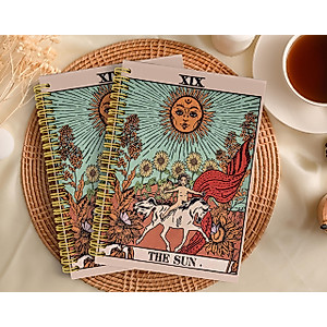 Knibeo The Sun Tarot Card Medieval Europe Divination Lined Hardcover Spiral Notebook Journal 5.5×8.3 Inch, College Ruled Notebook for Work Notes Journaling,Astrology Tarot Lovers Gifts (Sun)