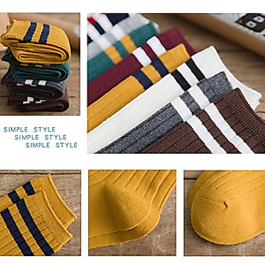 METICK Striped Crew Socks 10 Pairs Retro Cute Long Tube Crew Socks for Women