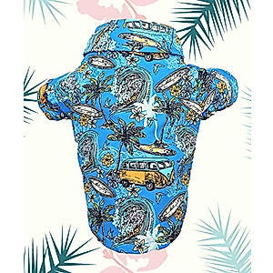 3 Pack Hawaiian T Shirts for Dog Button Up Summer T-Shirts Breathable Hawaii Clothes Small Puppy Cool Tee Shirt Beach Coconut Floral Printed Camp Polo Vacation Clothes