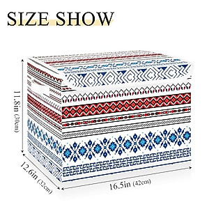 JJoias Ukrainian-folk-print Foldable Fabric Storage Boxes with Lids and Handle, Large Storage Bins for Living Room, Bedroom, Closet, Office