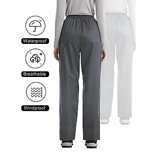 iCreek Women's Rain Pants Waterproof Hiking Pants Windproof Lightweight Over Pants Work Rain Outdoor for Golf, Fishing (Grey, Medium/31 Inseam)