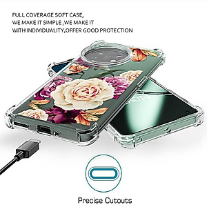 Osophter for Oneplus 11 Case,Oneplus 11 5G Case Women Girls Flower Floral with 2pcs Screen Protector Shock-Absorption Flexible TPU Rubber Phone Cover for Oneplus 11 5G(Purple Flower)