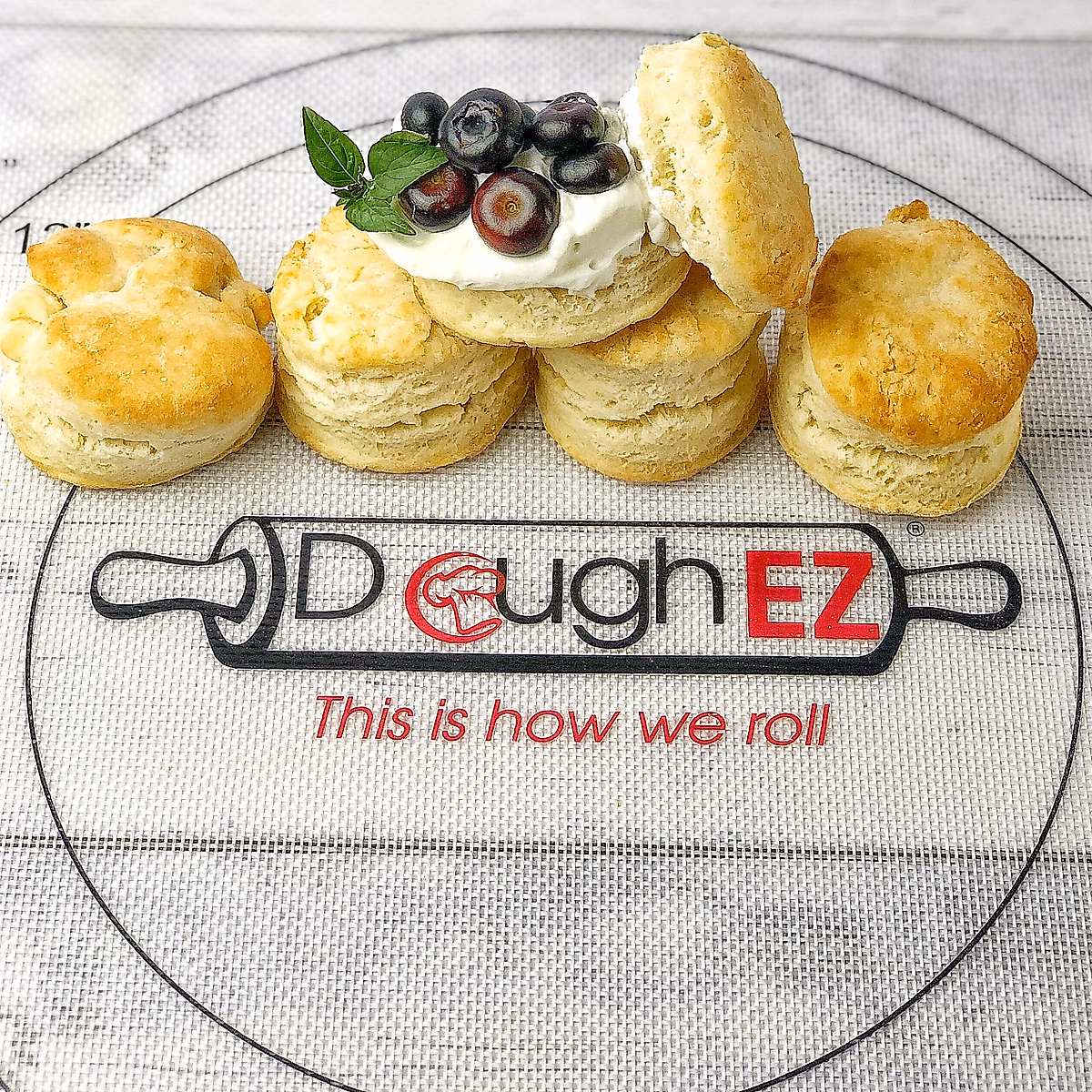 DoughEZ Patented Extra Large 17.5 x 32 Non-Slip Silicone Pastry Dough Rolling Mat and 6 Guide Sticks - BPA Free, Approved materials