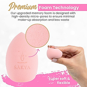 Sakya Beauty Blending Makeup Sponge, Natural Beauty Blending Sponge For Foundation and Cleansing, Medium to Full Coverage - 2 Count