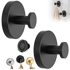 PUSKIU Suction Cup Hooks for Showers, 2024 Upgrade Luxe Hold No-Drill Hook Stainless Steel Waterproof Suction Cup Hooks for Shower Bathroom Kitchens Hanging Towels Suction Cup Hooks