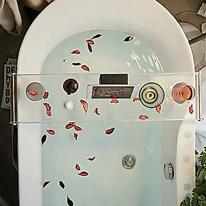 Bathtub Tray Acrylic Bath Tray Bathtub Caddy Non-Slip Bath Tub Tray Table with Gold Brushed Handles