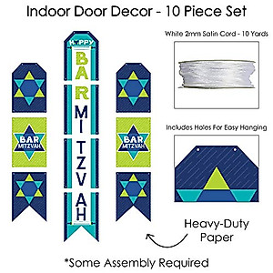 Big Dot of Happiness Blue Bar Mitzvah - Hanging Vertical Paper Door Banners - Boy Party Wall Decoration Kit - Indoor Door Decor