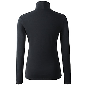 HieasyFit Women's Cotton Basic Thermal Turtleneck Pullover Top Black L