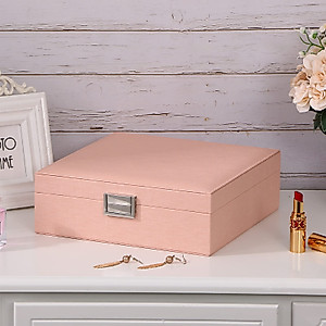 BEWISHOME Jewelry Box for Girls 35 Compartments Jewelry Organizer - 6 Necklace Hooks, 2 Layers - Jewelry Boxes Display Storage Case Jewelry Holder for Girls Pink SSH71F