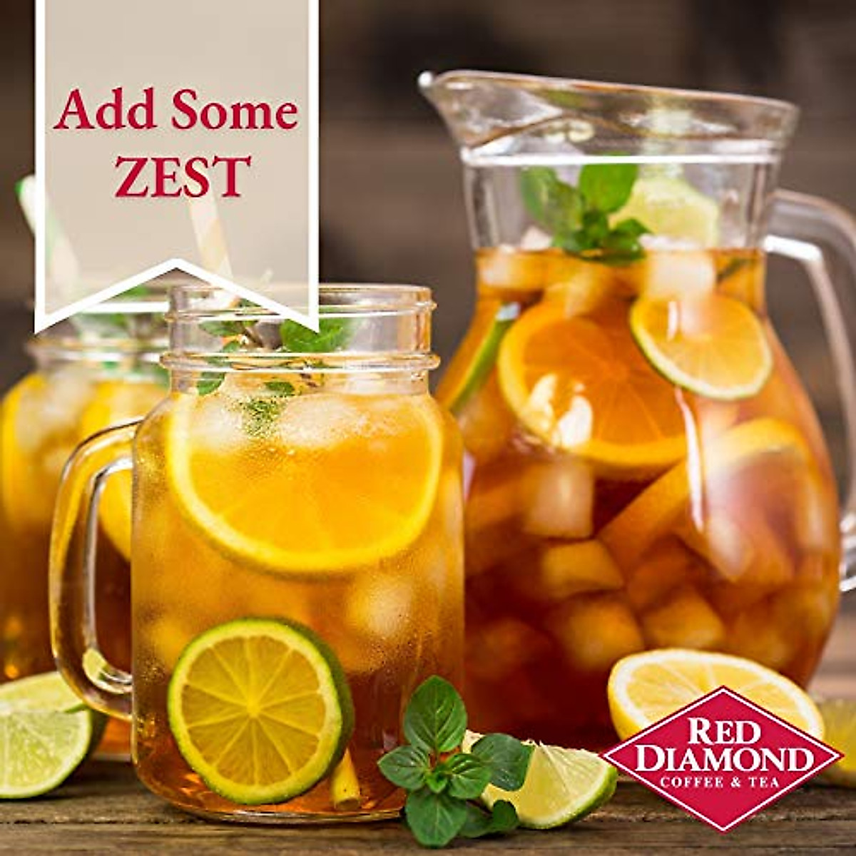 Red Diamond Iced Tea Bags, Decaffeinated, Family Size Tea Bags, Delicious And Freshly Brewed Taste, Special Premium Blend, 24 Count (Pack of 6)