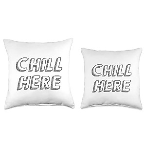 BoredKoalas Pillows Chill Here Funny Napping Sleeping Saying Quote Joke Humor Throw Pillow, 16x16, Multicolor