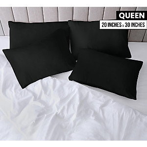 Utopia Bedding Queen Pillow Cases - Pack of 4 - Envelope Closure - Soft Brushed Microfiber Fabric - Shrinkage and Fade Resistant Pillow Covers Queen Size 20 X 30 Inches (Black)