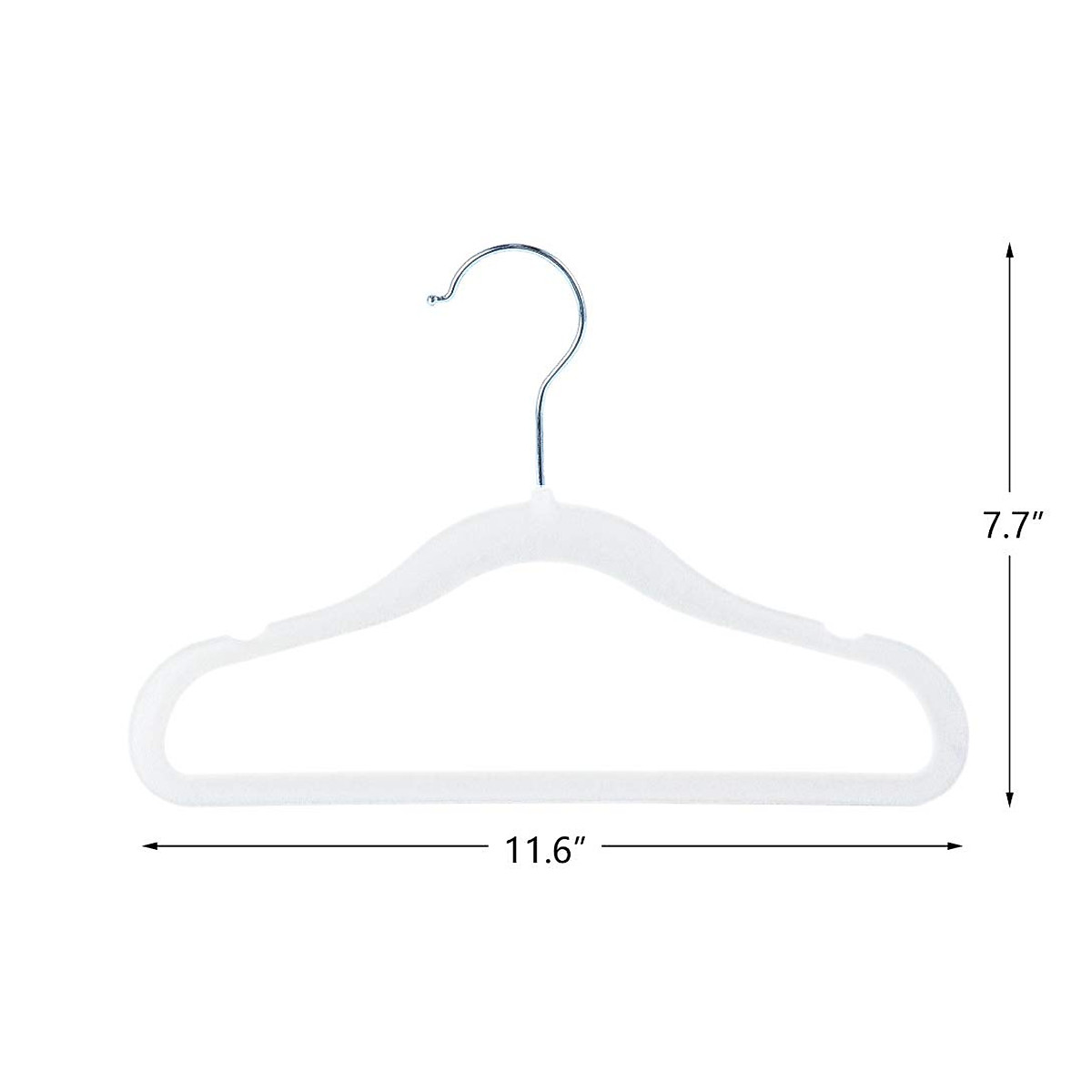 Finnhomy Non-Slip Clothes Hangers for Baby and Kids 30-Pack Velvet Hangers with 10 Finger Clips, White