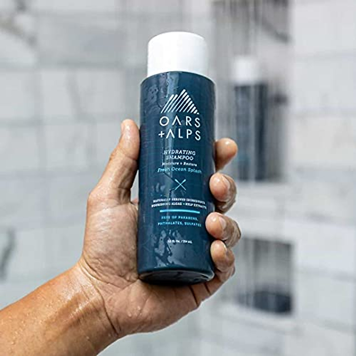 Oars + Alps Men's Sulfate Free Hair Shampoo, Infused with Kelp and Algae Extracts, Fresh Ocean Splash, 12 Fl Oz