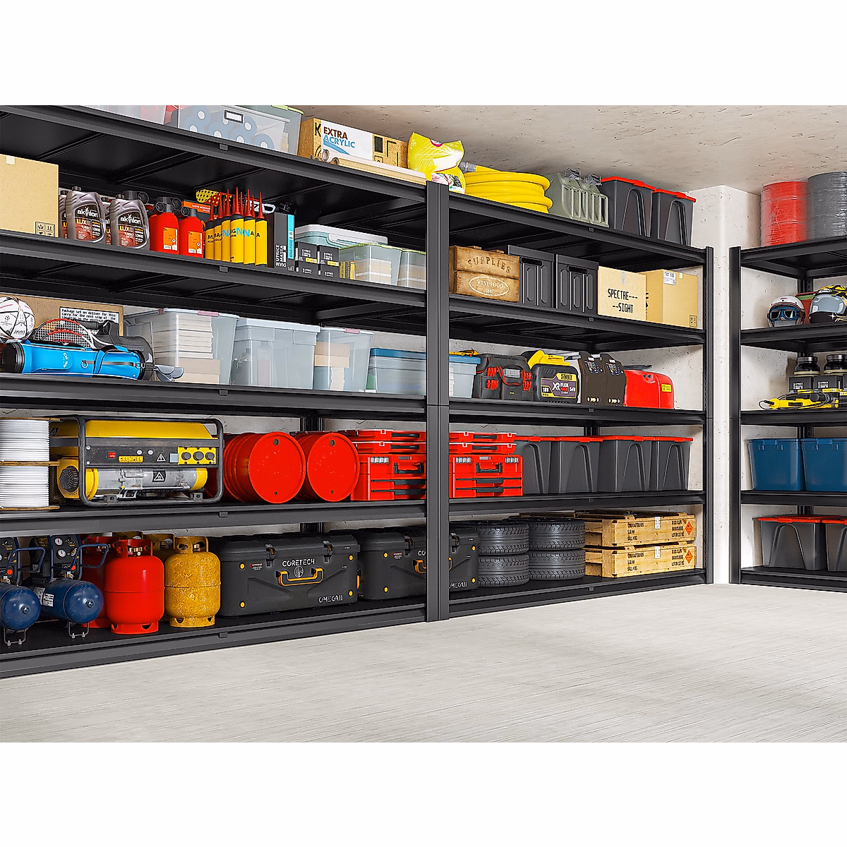 REIBII 78" H Garage Shelving, 55" W Storage Shelves 3000LBS Heavy Duty Shelving 5 Tier Adjustable Metal Shelving Unit for Storage Rack Garage Shelves Industrial Storage Shelf 55" W x 26" D x 78" H