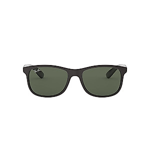 Ray-Ban RB4202 Andy Rectangular Sunglasses, Matte Black On Black/Dark Green, 55 mm