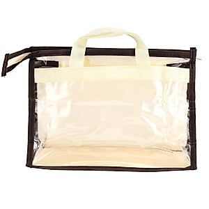 TAICHEUT 18 Pack 3 Sizes Clear Handbag Storage, Clear Purse Protector Bag with Zipper and Handle Purse Storage Dust Bags for Closet, Beige and Clear