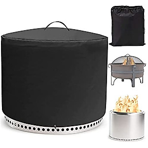 Fire Pit Cover for Stove Bonfire,22" D x 14" H Round Fire Bowl Cover Heavy Duty Waterproof, Outdoor Patio Firepit Table Cover, 420D Suitable for Camping Fire Pit Accessories, Draw Rope Windproof