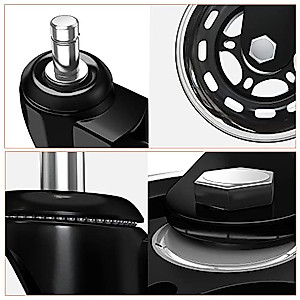 Home Office Chair Wheels for IKEA Chair, WASJOYE Set of 5 Rolling Chair Replacement Casters, Heavy Duty Gaming Computer Desk Rubber Caster for Hardwood Tile Carpet Floor Protection