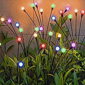 Elitecran Solar Garden Lights, 2 Pack 8 LED Solar Firefly Lights, IP65 Solar Landscape Light, Swaying Decorative Lights for Garden Yard Patio Path for Halloween Christmas (Color Light, 2 Pack)