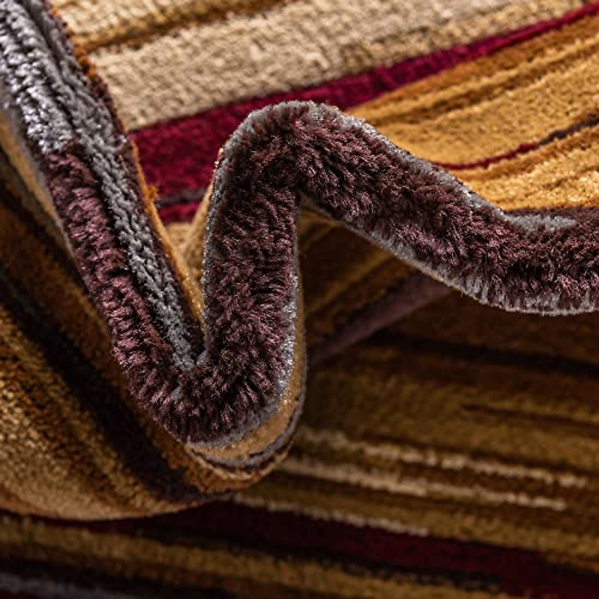 Unique Loom Barista Collection Modern, Abstract, Stripes, Urban, Rustic, Warm Colors Area Rug, 8' 0 x 10' 0 Rectangular, Multi/Beige