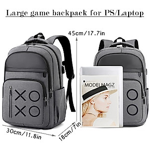 YB-OSANA Game Cosole Backpack Travel Bag Travel Carrying Case for PS5/PS4 Console and Accessories (Grey)