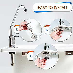 Aquaboon Non-Air Gap RO Faucet - Reverse Osmosis Faucet Chrome Finish - Drinking Water Faucet for Kitchen Sink fits Water Filtration System - Filtered Water Faucet Stainless Steel - Beverage Faucet