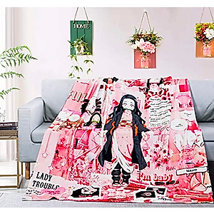 Demon Ultra Soft Flannel Anime Throw Blanket for Sofa Bedding, Gift for Anime Slayer Fans 50x60 Inches