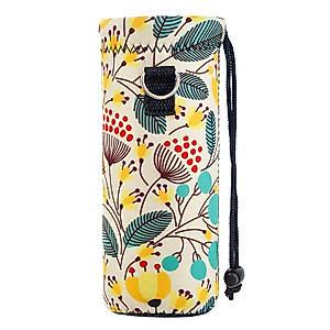 AORTDES Water-Bottle Sling-Case bag Carrier Holder - 750ML/24oz Neoprene Water Bottle Sleeve Strap Cooler Cover Pouch for Men Women Travel Camping Walking Hiking Running(Leaves)