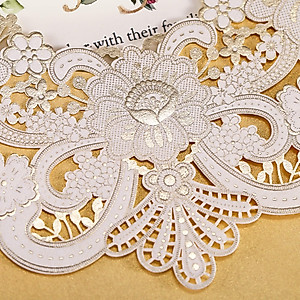 DORIS HOME 50pcs Gold BLANK Laser Cut Flora Lace invitation Cards with Envelopes for Wedding Invitations, Bridal Shower, Engagement, Birthday, Bachelorette Party, Baby Shower
