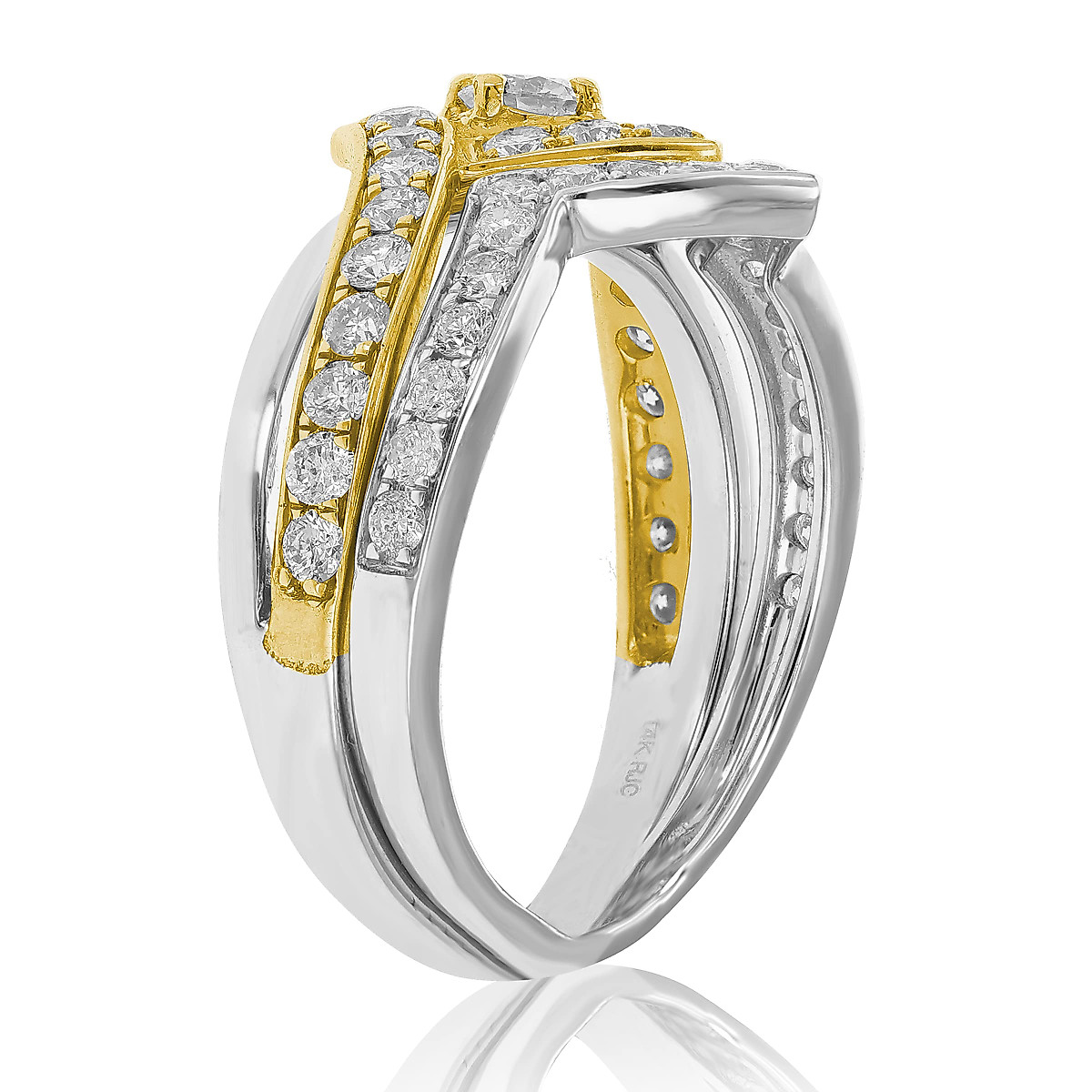 Vir Jewels 1 cttw Diamond Wedding Engagement Ring Set 14K Two Tone Gold Princess Halo Style Size 6