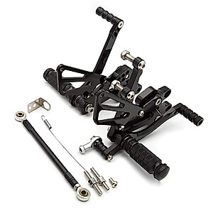 CNC ZX10R 04-05 Motorcycle Adjustable Rearsets Foot Pegs Rear Set Footpeg Brake Shift Pedal Compatible with Kawasaki Ninja ZX10R ZX 10 R ZX-10 2004-2005 Black