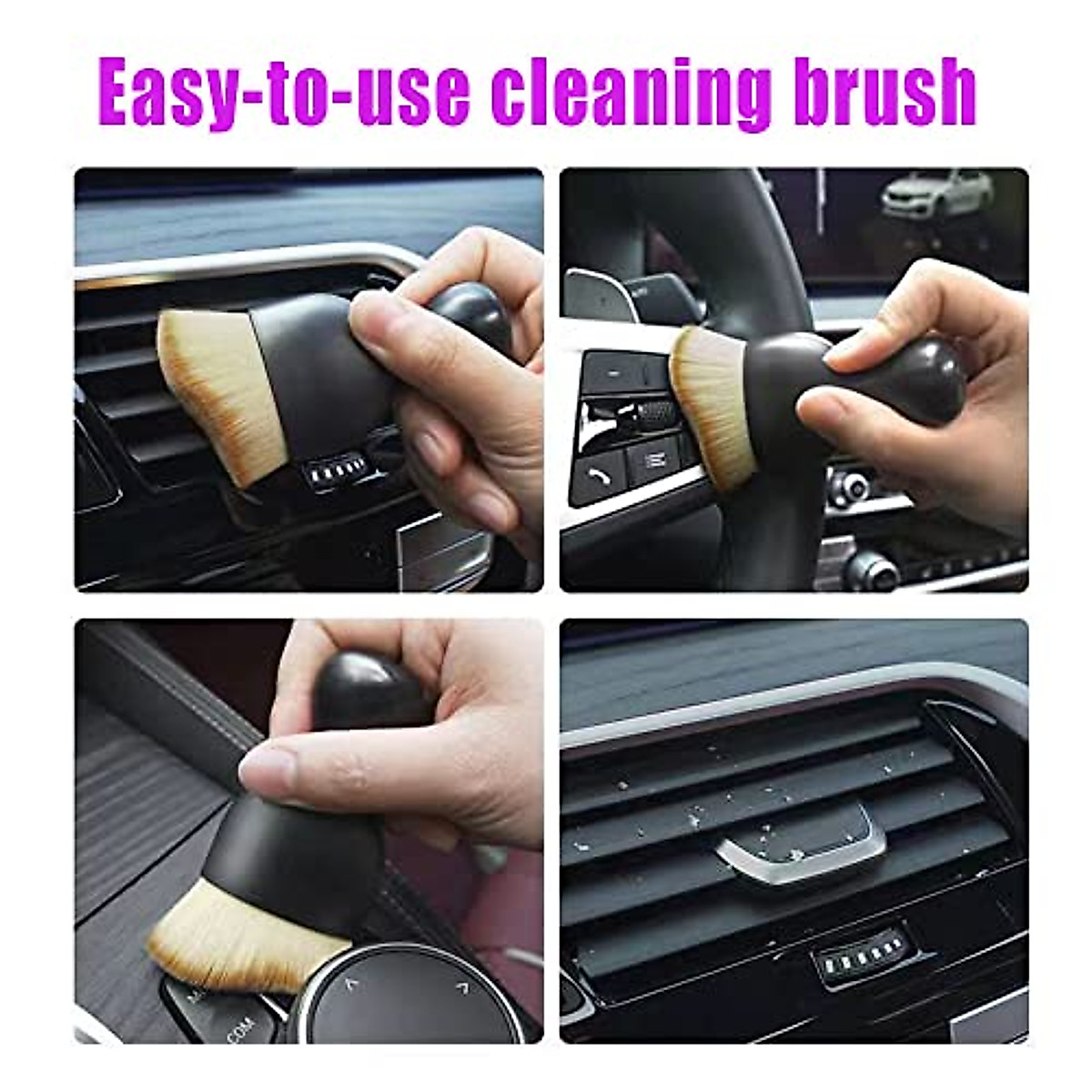 Auto Interior Dust Brush, Car Cleaning Brushes Duster, Soft Bristles Detailing Brush Dusting Tool for Automotive Dashboard, Air Conditioner Vents, Leather, Computer,Dashboard,Scratch Free