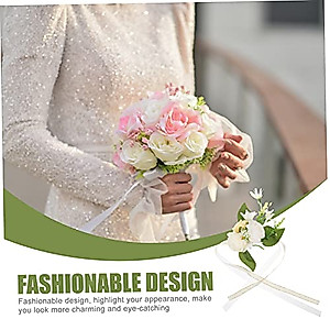 BESPORTBLE 1 Set Wrist Flowers and Corsages Bridesmaid Bracelets Wedding Decor Purple Bracelets Wedding Supplies Corsage Wristlet Band Boutonniere Silk Flower White Bridegroom Corsage Roses