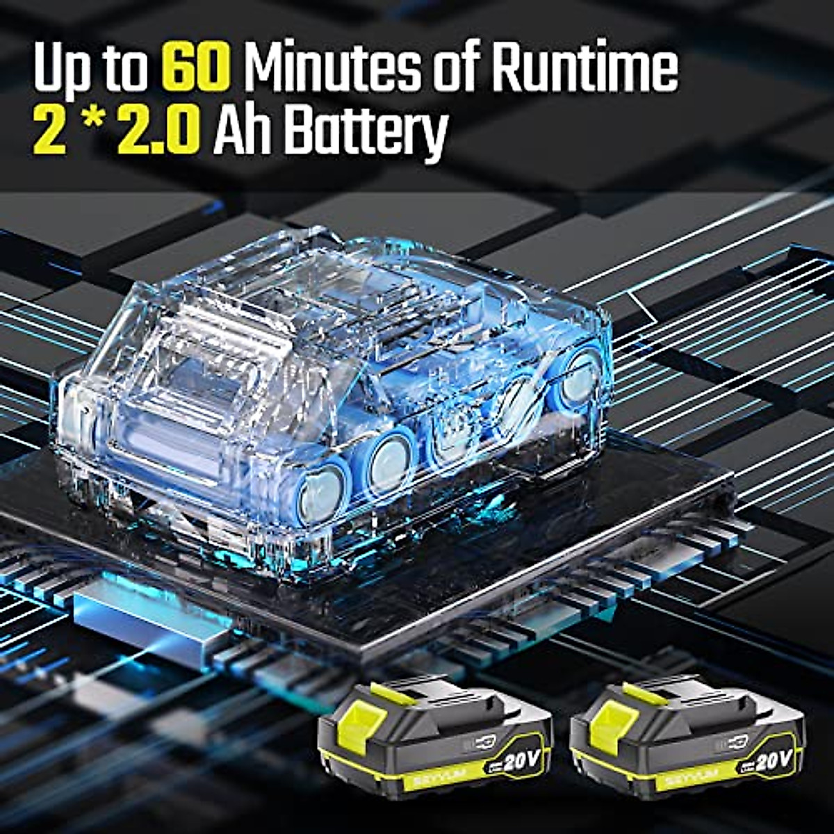 String Trimmer, SEYVUM 12-inch Cordless Weed Wacker with Auto Line Feed, 2 X 2.0Ah Battery Powered Weed Eater, 20V Lawn Edger with 6 Pcs Grass Cutter Spool Line, Fast Charger Included