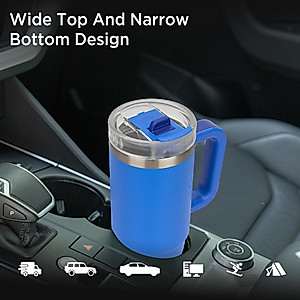 Tyeso 30 oz Tumbler with Handle, Straw and Lid - Leak Resistant Insulated Stainless Steel Water Bottle, Car Cup Holder Friendly Travel Coffee Mug Blue - Gifts for Men & Women