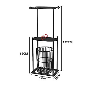 Towel Bar Stand Silver Chrome Plated Metal Free Standing Towel Rack Stand withwith Dirty Clothes Basket Rustproof Stainless Steel,Bedroom, Laundry Room, Blanket Rack (Size:122 * 69 * 45CM,Color:Gold)