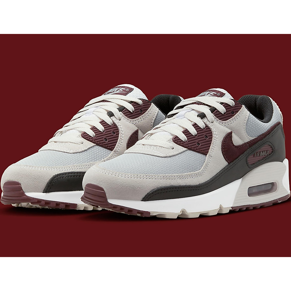 NIKE Men's Air Max 90 Shoes, Grey Black, 12