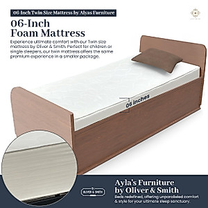 Aylas Furniture Twin Bed Mattress 6 Inch Twin Foam Mattress High Density Reflex Support Layer & Visco-Elastic Comfort Foam with Premium Polyester Cover Eco-Friendly Breathable Firm Twin Mattress