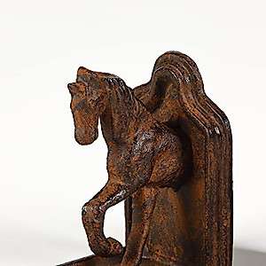 Jemeni 2 Pack Farmhouse Galloping Horse Bookends, Rusty Finish