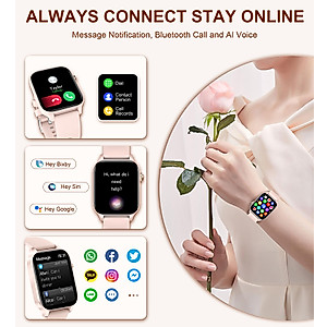 Smart Watch for Women (Answer/Make Call), 1.85" Fitness Tracker with Heart Rate Sleep SpO2 Monitor Pedometer 20 Sport Modes Voice, Waterproof Activity Trackers Smartwatches for iPhone Android Phones