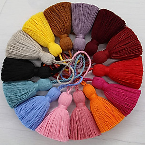 amokk Chunky Bookmark Tassels with Hanging Loop Small Tassels for Jewelry Making Hand Craft 4.3-inch 20 Pcs (Dark Pink)