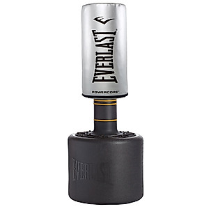 Everlast Powercore Free Standing Indoor Rounded Heavy Duty Fitness Training Punching Bag for Home Gym Strength Boxing Workout Exercise, Silver
