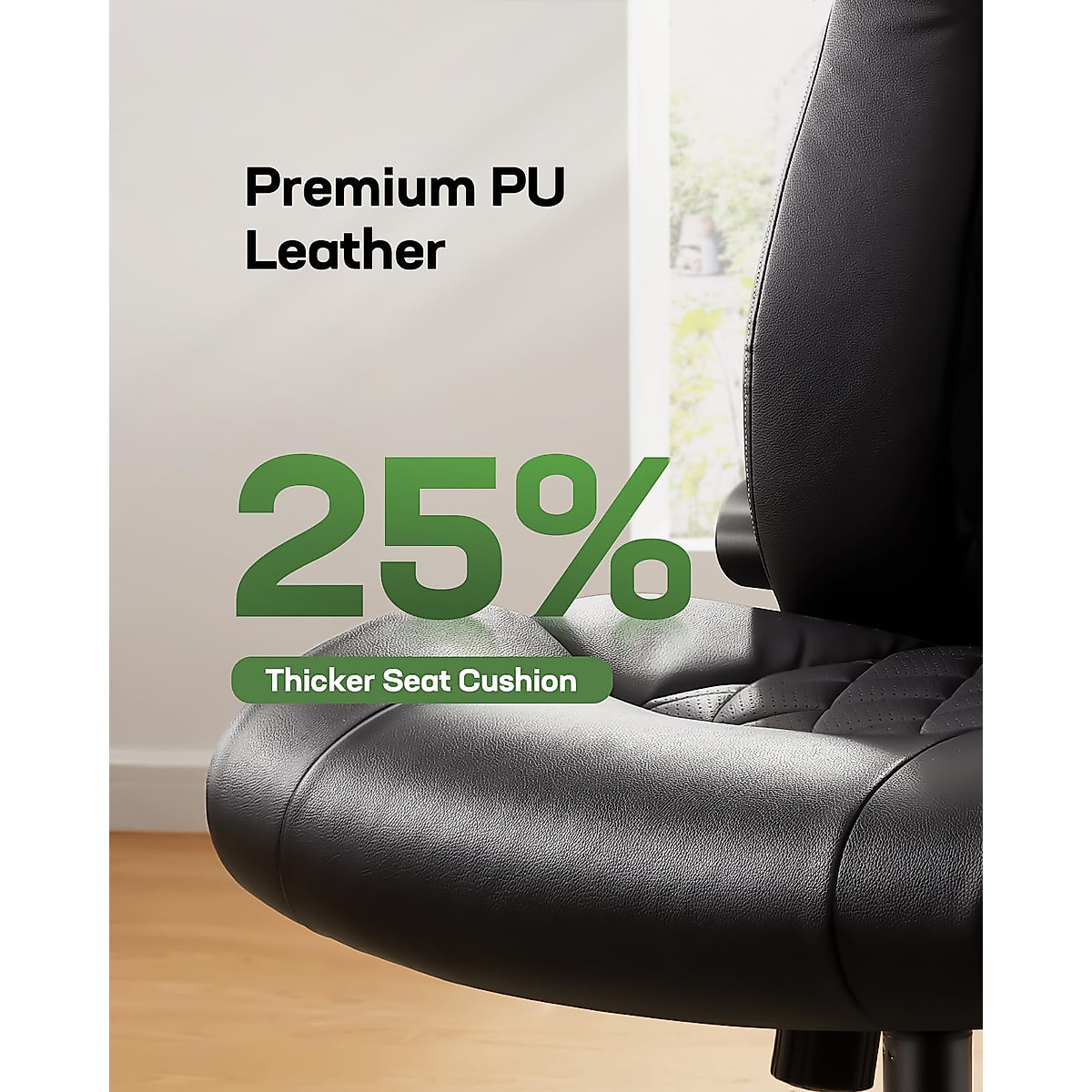 Marsail Executive Office Chair with Flip-up Armrests,PU Leather Ergonomic Desk Chair Height-Adjustable Swivel Rolling Computer Desk Chair,Black