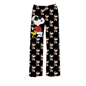 Snoopy Unisex Lounge Pajama Pants - Comfy, Loose-Fit, Ultra-Soft - Snoopy Joe Cool Sleep Bottoms (X-Large)