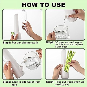 UEOZ Herb Saver for Refrigerator, Herb Saver Pod, Vegetable Preservation Bottle, Fresh Herb Keeper for Cilantro, Mint, Parsley, Asparagus, Keeps Greens Fresh for 2-3 Weeks (2PCS)